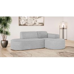 Ecksofa OTTO HOME "ADELLA Design-Sofa mit Recamiere rechts/links, 248/159/76 cm", hellgrau, B:248cm H:76cm T:159cm, 100% Polyester, Sofas, Ecksofa, L-Form mit Wellenunterfederung, runde Form, auch in Cord