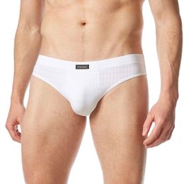 Slip Bruno Banani "CHECK LINE 2.0 SPORTSLIP", Herren, Gr. 7 (XL), wei&szlig; (wei&szlig; karo), Obermaterial: 90% Polyamid, 7% Elasthan, 3% sonstige Fasern, kariert, bequem, Unterhosen Slip