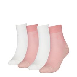 Socken Calvin Klein Jeans "CKJ WOMEN SHORT SOCK 4P MESH ECOMM", Damen, pink (pink, wei&szlig;), Baumwollmischung, unifarben, normal, Socken Socken, mit dezentem Logo-Print