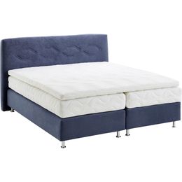 Boxspringbett, blau (navy), B:195cm L:210cm, Bezug: Microvelours 100% Polyester, Westfalia Schlafkomfort, Komplettbetten, Boxspringbett, wahlweise mit Topper