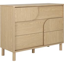 Kommode GAMI "GALYS Kommode 3 Schubladen", eiche rookwood nachbildung, B:116cm H:92cm T:47cm, Holzwerkstoff, Sideboards, Kommode, Einzigartiger grafischer Effekt auf der Front dieser Kommode