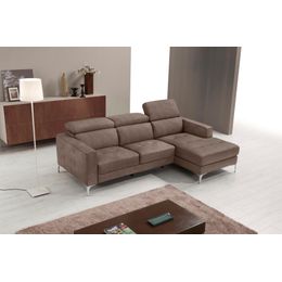 Ecksofa Egoitaliano "Matt, erstklassiger Sitzkomfort, aufwendige Detailverarbeitung, L-Form", braun (mud), B:247cm H:100cm, Luxus-Micofaser Lederoptik (100% Polyester) ist ein neues technisches Gewebe mit einem visuellen und taktilen Aspekt, der dem Nubuk sehr nahe kommt, mit innovativen Eigenschaften. Seine au&szlig;erordentliche Weichheit kommt von einem exklusiven Produktionsprozess, der Unreinheiten