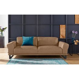 2,5-Sitzer W.Schillig "montanaa", braun (fango z69), B:232cm H:78cm T:94cm, Sofas, 2 5-Sitzer, mit Metallkufen in Schwarz pulverbeschichtet, Breite 232 cm