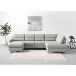 Sit & More Wohnlandschaft SIT & MORE "Far&ouml; U-Form", silber, B:325cm H:90cm T:187cm, Sofas, Wohnlandschaft, inklusive Federkern, wahlweise mit Bettfunktion und Bettkasten