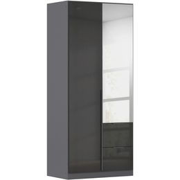 Dreht&uuml;renschrank OTTO HOME "Kleiderschrank Schrank Garderobe AGORDO mit Dekor- oder Hochglanzfront", grau (graumetallic, hochglanz effektgrau), B:91cm H:229cm T:54cm, Holzwerkstoff, Schr&auml;nke, Dreht&uuml;renschrank, mit Au&szlig;enschubk&auml;sten, in 7 Breiten und 2 H&ouml;hen MADE IN GERMANY