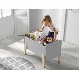 Spielzeugtruhe Vipack "Kiddy", grau (hellgrau), B:80cm H:48cm T:39cm, MDF, Aufbewahrungsboxen, Spielzeugtruhe, MDF-Oberfl&auml;che