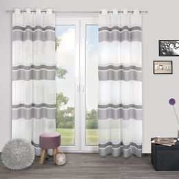 Gardine decolife "Vilmar" Gr. 1, grau (anthrazit, grau, wei&szlig;), B:135cm H:245cm, Wirkware, Polyester, Gardinen, Gardine, mit schmalen und breiten Streifen