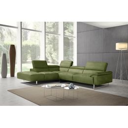 Ecksofa Egoitaliano "Malika, elegant und bequem, Designsofa, L-Form", gr&uuml;n (kiwi), B:300cm H:94cm T:107cm, Sofas, Ecksofa, mit Ottomane, inkl. Kopfteilverstellung und chromfarbenen Metallf&uuml;&szlig;en