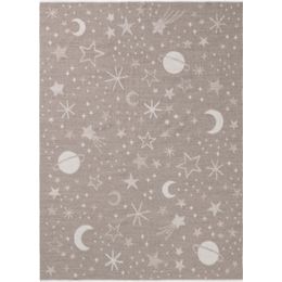 Babydecke Biederlack "Babydecke Universe", beige (taupe), B:75cm L:100cm, Schurwolle, Wohndecken, Babydecke, 75 x 100, mit kurzen Fransen