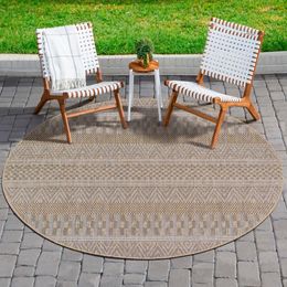 Teppich Sanat "Melissa 8003", braun, H:10mm &Oslash;:200cm, Kunstfaser, Teppiche, Teppich, Kurzflor, In -und Outdoor geeignet, Au&szlig;enbereich, Wohnzimmer