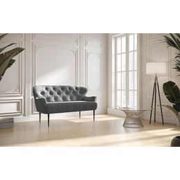 2-Sitzer Home Affaire "Amber", grau, B:153cm H:97cm T:87cm, 100% Polyester, Sofas, 2-Sitzer, mit Knopfheftung,in verschieden Stoffarten