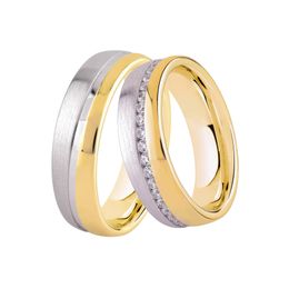 Trauring DOOSTI "Schmuck Geschenk Silber 925 Trauring Ehering Partnerring LIEBE" Gr. 54, silber (gelbgoldfarben, silberfarben), Fingerringe, Damen, 54, ohne Zirkonia, Silber 925 (Sterlingsilber), 6mm, Trauring, wahlweise mit oder ohne Zirkonia
