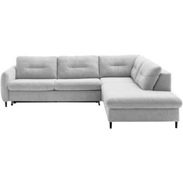 Ecksofa Home Affaire "Clevina, L-Form mit Kaltschaummatratze", silber, B:286cm H:84cm T:218cm, 100% Polyester, Sofas, Ecksofa, L&auml;ngsschl&auml;fer mit echter Dauerschl&auml;ferfunktion & flexibel stellbar