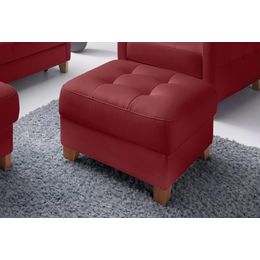 Hocker exxpo - SOFA FASHION "Elio bequemer Sitzkomfort und aufwendiger Detailverarbeitung", rot (bordeaux), B:70cm H:45cm T:70cm, NaturLEDER (echtes Rindsleder) in Sitz und R&uuml;cken. Korpus in passendem Kunstleder SOFTLUX bezogen;NaturLEDER (echtes Rindsleder) in Sitz und R&uuml;cken. Korpus in passendem Kunstleder SOFTLUX bezogen;Vintage Velours, Hocker, Hocker, mit Staufach unter der Sitzfl&auml;che