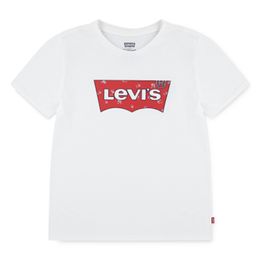 T-Shirt LEVI'S KIDS "LVG FLORAL BATWING SS TEE", M&auml;dchen, Gr. 12 (152), blanc de blanc, Single Jersey, Obermaterial: 100% Baumwolle, bedruckt, regular fit normal, Rundhals, gerader Abschluss, Shirts T-Shirt, mit gro&szlig;em Batwing-Logo