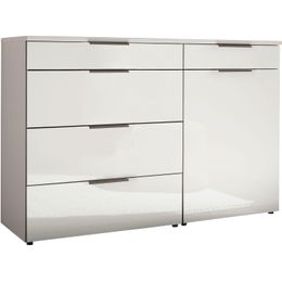 Kombikommode Wiemann "Como", wei&szlig; (wei&szlig;, dekor, glas wei&szlig;, schiefer), B:120cm H:91,2cm T:43cm, Floatglas, Holzwerkstoff, Metall, Sideboards, Kombikommode, vormontiert