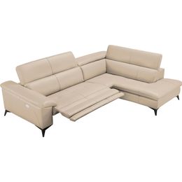 Ecksofa Egoitaliano "Martine, Multifunktionssofa mit Komfortfunktionen, edel und bequem", wei&szlig; (paper), B:272cm H:96cm T:203cm, Leder &raquo;BULL&laquo; (echtes Rindsleder). Geschliffenes, pigmentiertes und behandeltes Rindsleder mit einer Dicke von 1, 3-1, 5 mm. Dieses Leder zeigt eine ziemlich weiche Hand mit einem halb undurchsichtigen Aussehen. Es handelt sich um ein gesch&uuml;tztes Leder. Eine leichte Decksc