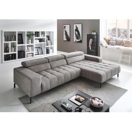 Ecksofa DIE PLANBAR "MP-IN18022 L-Form", grau (granit), B:321cm H:74cm T:190cm, 100% Polyester, Sofas, Ecksofa, mit Kopfteilverstellung & Zierkissen, optional Sitztiefenverstellung