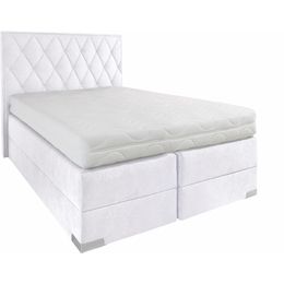 Boxspringbett, wei&szlig;, B:150cm L:212cm, Bezug der Obermatratze: 100% Polyester, Bezug abnehm- und waschbar bis 60C;Unterbox und Kopfteil: Microvelours-Bezug (100% Polyester), Westfalia Schlafkomfort, Komplettbetten, Boxspringbett