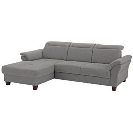 Ecksofa Home Affaire "Solvei L-Form", grau, B:255cm H:104cm T:185cm, Struktur (100% Polyester);Luxus-Microfaser Lederoptik (100% Polyester);Luxus-Microfaser ALTARA NUBUCK (100% Polyester), Sofas, Ecksofa, mit Recamierenabschlu&szlig; und Sitztiefenverstellung