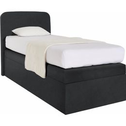 Boxspringbett, schwarz, B:105cm L:212cm, Box und Kopfteil: Microvelours (100% Polyester) oder Kunstleder (Polyurethan);Bezug der Obermatratze: 100% Polyester, Westfalia Schlafkomfort, Komplettbetten, Boxspringbett, wahlweise mit Bettkasten