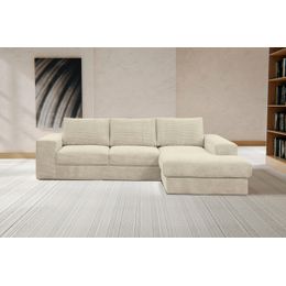 Ecksofa WERK2 "Rozzana Design Ecksofa mit hohem Komfort, zeitlos & elegant, L-Form", beige (natur), B:280cm H:86cm T:190cm, 90% Polyester, 10% Nylon, Sofas, Ecksofa, in kuschelweichen Trendstoffen Cord, Breitcord und Pl&uuml;sch