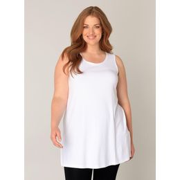Longshirt Base Level Curvy "ABBIGALE", Damen, Gr. 50, wei&szlig;, Jersey, Obermaterial: 94% Viskose, 6% Elasthan, unifarben, Basic, figurumspielend h&uuml;ftbedeckend, Rundhals, Shirts Longshirt, &auml;rmellos, seitlich geschlitzt
