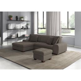 Sit & More Ecksofa SIT & MORE "Luxor L-Form", beige (dunkelbeige), B:275cm H:82cm T:173cm, Luxus-Microfaser ALTARA NUBUCK (100% Polyester);Soft clean (98% Polyester, 2% Polyamid);Struktur fein (100% Polyester), Sofas, Ecksofa, wahlweise mit Bettfunktion, Bettkasten und Kopfteilverstellung