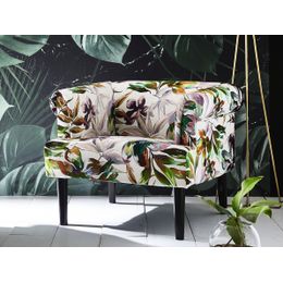 Sessel "Charlie", bunt (wei&szlig;, bunt), B:86cm H:70cm T:74cm, Samtvelours (100% Polyester), ATLANTIC HOME COLLECTION, Sessel, Sessel, Loungesessel mit Wellenunterfederung