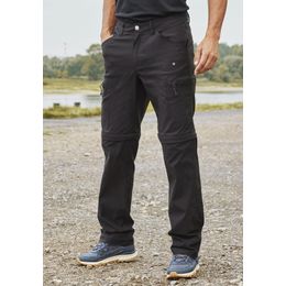 Trekkinghose John Devin, Herren, Gr. 56, N-Gr, schwarz, Obermaterial: 95% Polyamid, 5% Elasthan, unifarben, Basic kn&ouml;chellang, Hosen Trekkinghose, Wanderhose mit Zipp- Off Beinen, Topseller