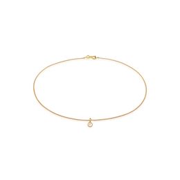 Choker Elli Premium "Halskette Choker Mondstein Anh&auml;nger 585 Gelbgold" Gr. 36, gold, Halsketten, Damen, mit Steinen, Gelbgold 585, Choker