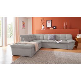 Ecksofa DOMO collection "Lagoa, moderne Sitzheftung, bequem und komfortabel, L-Form", silber, B:271cm H:76cm T:232cm, Sofas, Ecksofa, wahlweise mit Bettfunktion, frei im Raum stellbar, gro&szlig;e Farbvielfalt