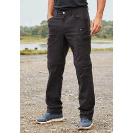 Trekkinghose John Devin, Herren, Gr. 50, N-Gr, schwarz, Obermaterial: 95% Polyamid, 5% Elasthan, unifarben, Basic kn&ouml;chellang, Hosen Trekkinghose, Wanderhose mit Zipp- Off Beinen, Topseller