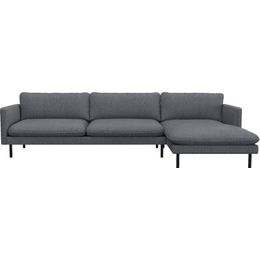 Ecksofa FLEXLUX "Bolzano, elegant und bequem, L-Form", blau (navy blau), B:294cm H:61cm T:165cm, 62% Polyester, 17% Cotton, 14% Viscose, 7% Linen, Sofas, Ecksofa, Sitzaufbau mit Kaltschaum & Stahl-Wellen, loose Sitz -& R&uuml;ckenkissen