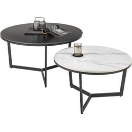 Couchtisch Stolkom "Harper", schwarz (schwarz, wei&szlig;, schwarz, schwarz, wei&szlig;), B/H/T: 45cm, Tische, Couchtisch, 2-er Set Keramik, Tisch marmorisiert