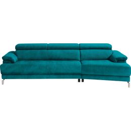 Ecksofa Egoitaliano "Soul, extravagantes Designsofa, Megasofa, super bequem, tolle Details", blau (teal), B:246cm H:99cm T:140cm, Sofas, Ecksofa, mit Trapez-Abschlu&szlig;element, inkl verstellbarer Kopfteile