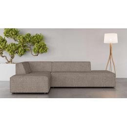 Ecksofa OTTO HOME "Ecksofa Cavan mit Ottomane links oder rechts bestellbar", grau (taupe), B:270cm H:72cm T:180cm, 100% Polyester, Sofas, Ecksofa, L-Form mit Wellenunterfederung, Ma&szlig;e B/T/H: 270/180/72 cm