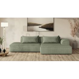 Ecksofa exxpo - SOFA FASHION "Billund modernes Designsofa, bequem und elegant, Breite 294cm, L-Form", mint, B:294cm H:71cm T:165cm, Sofas, Ecksofa, modern, L-form, Wellenfedern, inklusive 2x Nierenkissen