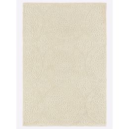 Teppich HEINE HOME Gr. 4, beige (ecru), B:120cm H:6mm L:180cm, Schurwolle, Wolle, Teppiche, Teppich