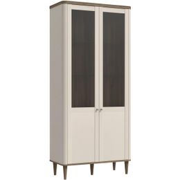 Stauraumvitrine FORTE "Lacetti", valencia eiche, sand, B:90,1cm H:200,5cm T:41,2cm, Holzwerkstoff, Schr&auml;nke, Stauraumvitrine, B/H/T 90,1/200,5/41,2 cm, Echtholzf&uuml;&szlig;e