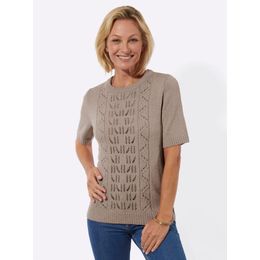 Ajourpullover Classic Basics "Ajour-Pullover", Damen, Gr. 44, sesam, 100% Polyacryl, unifarben, Pullover Ajourpullover