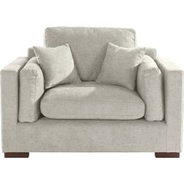 Loveseat Home Affaire "Fresh Pond Sessel", beige (sand), B:140cm H:95cm T:96cm, 100% Polyester, Sessel, Loveseat, weicher Sitzkomfort, incl. Zierkissen, B/T/H: 140/96/95 cm