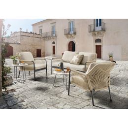 Gartenlounge-Set Destiny "GENUA", beige, Aluminium, Polyester, Stein, Sitzm&ouml;bel-Sets, Gartenlounge-Set, Aluminium, Olefin-Rope