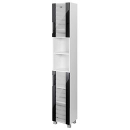 Seitenschrank Welltime "Jaca", grau (anthrazit, wei&szlig;), B:30cm H:185cm T:27cm, Schr&auml;nke, Seitenschrank, Breite 30 cm, mit MDF Hochglanz-Fronten