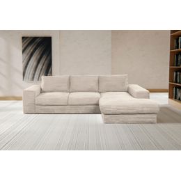 Ecksofa WERK2 "Rozzana Design Ecksofa mit hohem Komfort, zeitlos & elegant, L-Form", wei&szlig;, B:280cm H:86cm T:190cm, 100% PES, Sofas, Ecksofa, in kuschelweichen Trendstoffen Cord, Breitcord und Pl&uuml;sch