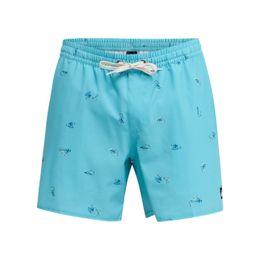 Boardshorts Quiksilver "Stretch Printed Volley 16", Herren, Gr. S, aqua spaced out, Obermaterial: 92% Microfaser, 8% Elasthan;, Hosen Boardshorts