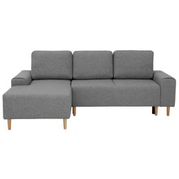 Ecksofa Home Affaire "Samu L-Form", grau (mittelgrau), B:235cm H:93cm T:160cm, Microfaser PRIMABELLE (100% Polyester);Samtoptik (100% Polyester);Struktur fein (100% Polyester), Sofas, Ecksofa, wahlweise mit Bettfunktion und Bettkasten