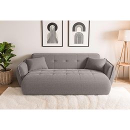 Big-Sofa Home Affaire "MIRELDA Design-Sofa mit Steppungen, hoher Sitzkomfort, Breite 251 cm", taupe, B:251cm H:81cm T:116cm, 100% Polyester, Sofas, Big-Sofa, elegant und bequem, enth&auml;lt 2 Zierkissen, belastbar bis 480kg