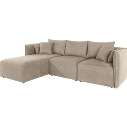 Ecksofa OTTO HOME "N&ouml;re L-Form", beige, B:262cm H:74cm T:172cm, Samtoptik (100% Polyester);Struktur (100% Polypropylene);Webstoff (100% Polyester);Struktur fein (100% Polyester);Luxus-Microfaser Lederoptik (100% Polyester);Baumwoll-/Leinenmix (60% Baumwolle/40% Leinen), Sofas, Ecksofa, 3 Teile, in vielen Bezugsqualit&auml;ten und Farben. Modulteile s. "N&ouml;re"