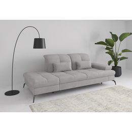 Sit & More Recamiere SIT & MORE "Amica, inkl. Sitztiefenverstellung und Armteilverstellung", silber, B:231cm H:90cm T:122cm, 90% Polyester, 10% Polyamid, Sofas, Recamiere, wahlweise mit Kopfteilverstellung und Stauraum